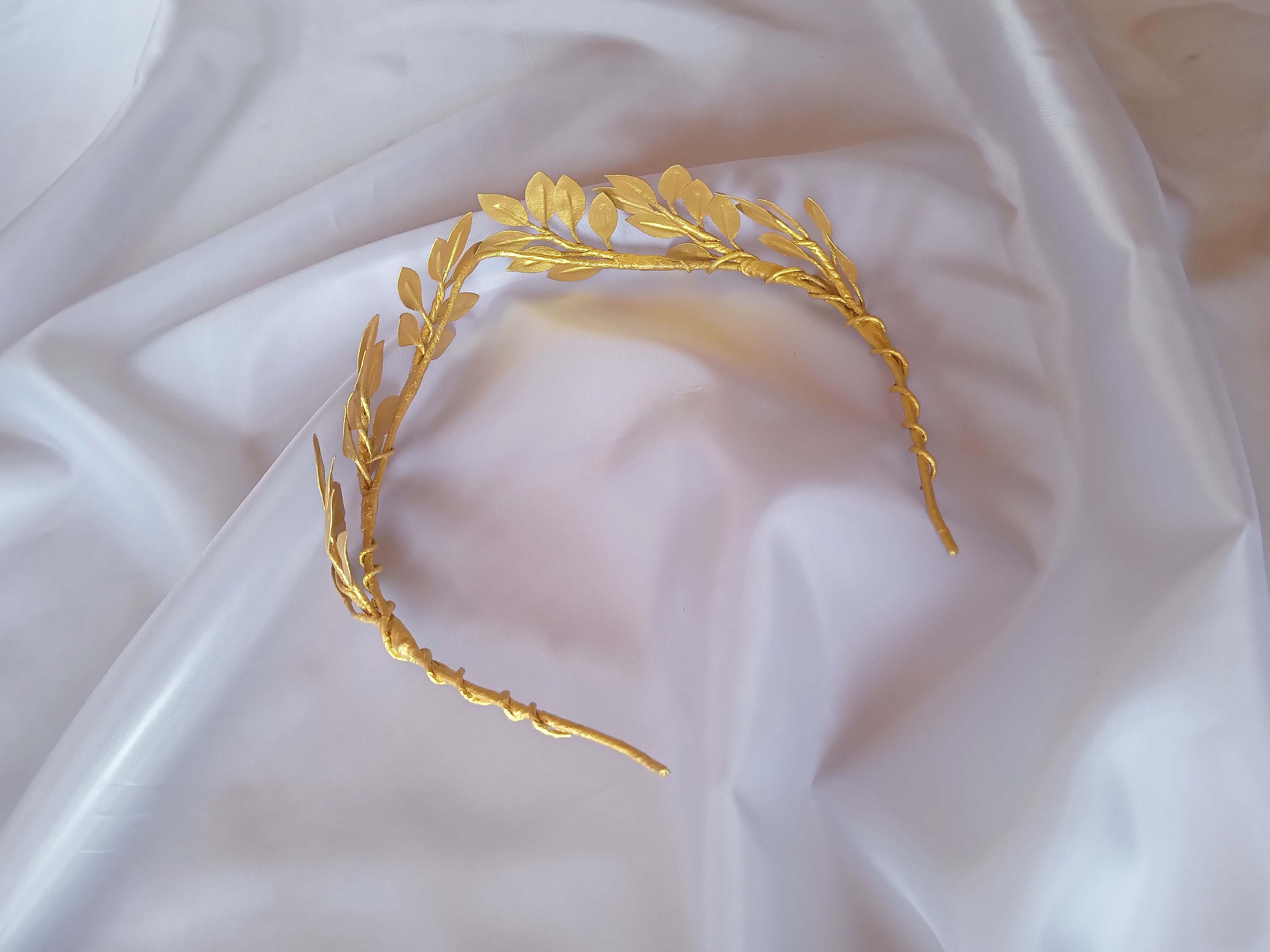 Greek Goddess Crown, Greek Wedding Tiara, Gold Leaves Tiara, Handmade ...