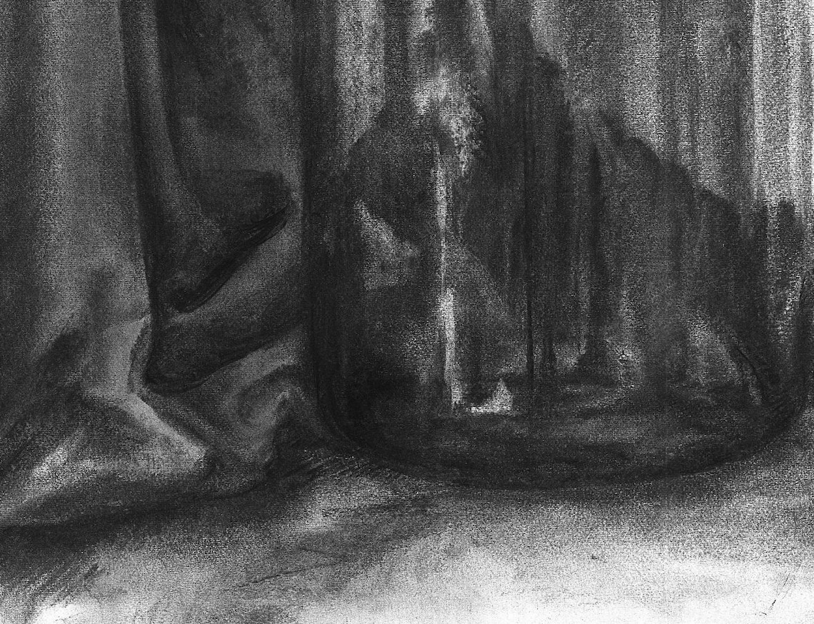 Original Charcoal Drawing, Still Life Charcoal Art, Large Charcoal ...
