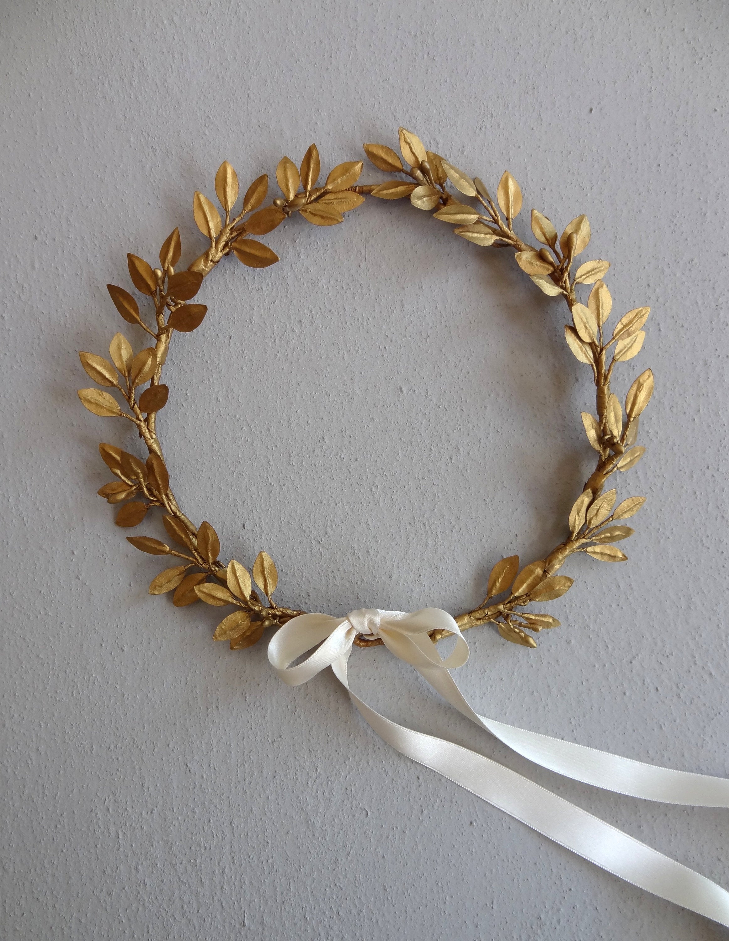 Gold Head Wreath, Gold Leaves Wreath, Greek Goddess Wreath, Handmade ...