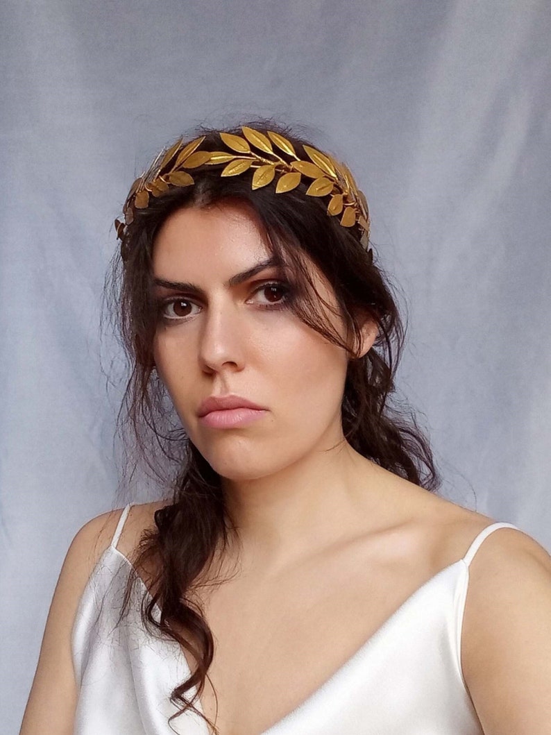 Greek Goddess Crown, Greek Wedding Tiara, Gold Leaves Tiara, Handmade ...