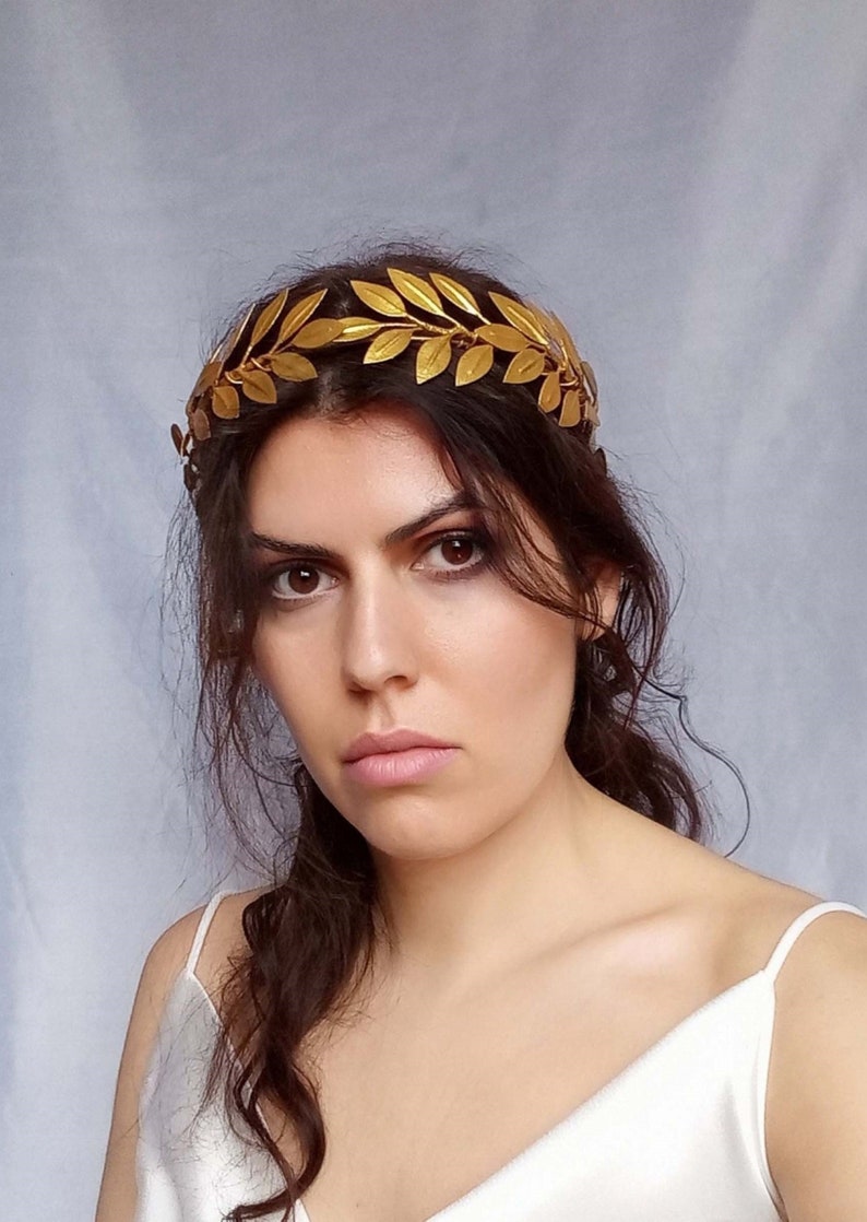 Greek Goddess Crown, Greek Wedding Tiara, Gold Leaves Tiara, Handmade ...