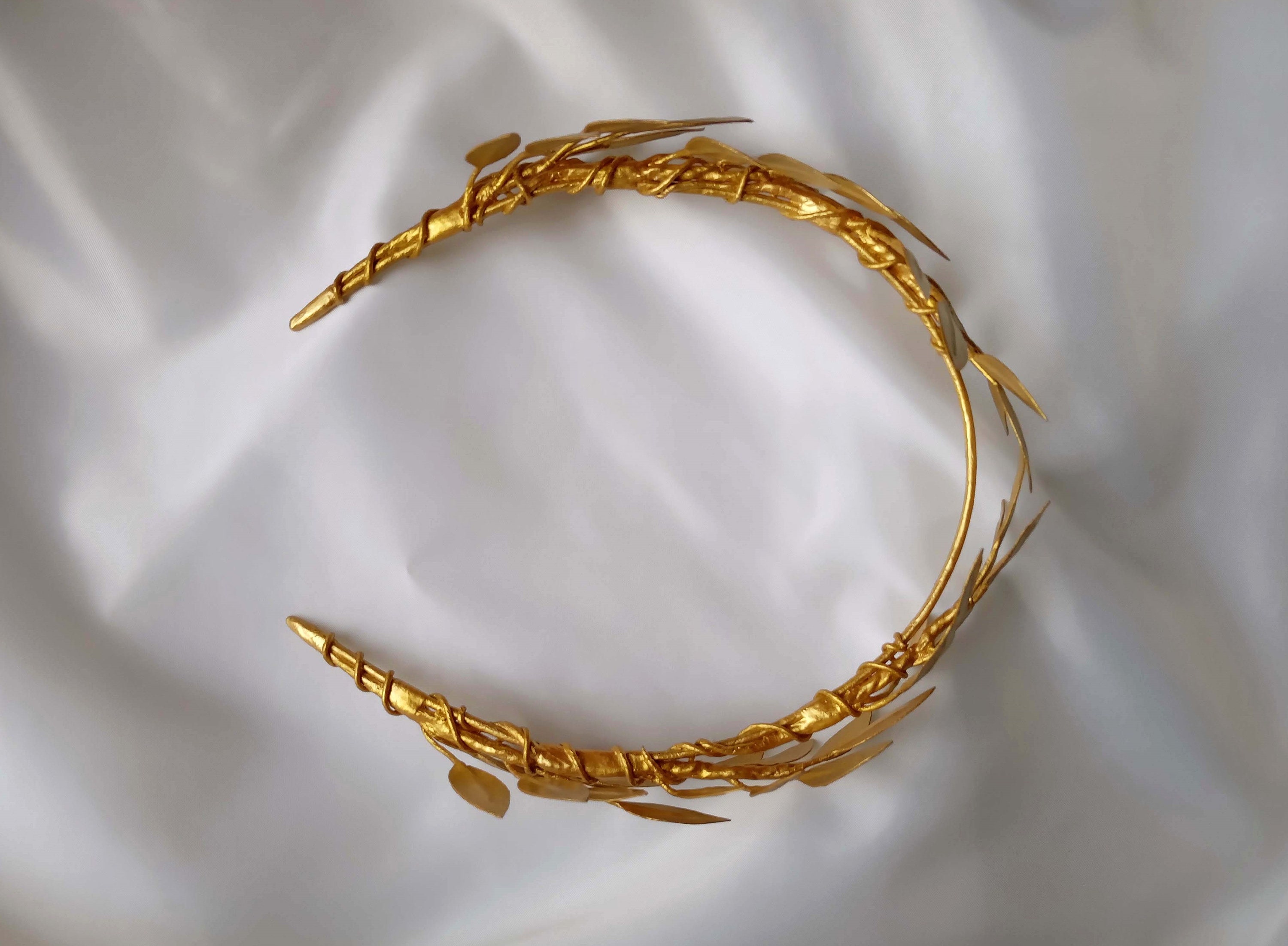 Greek Goddess Crown, Greek Wedding Tiara, Gold Leaves Tiara, Handmade ...