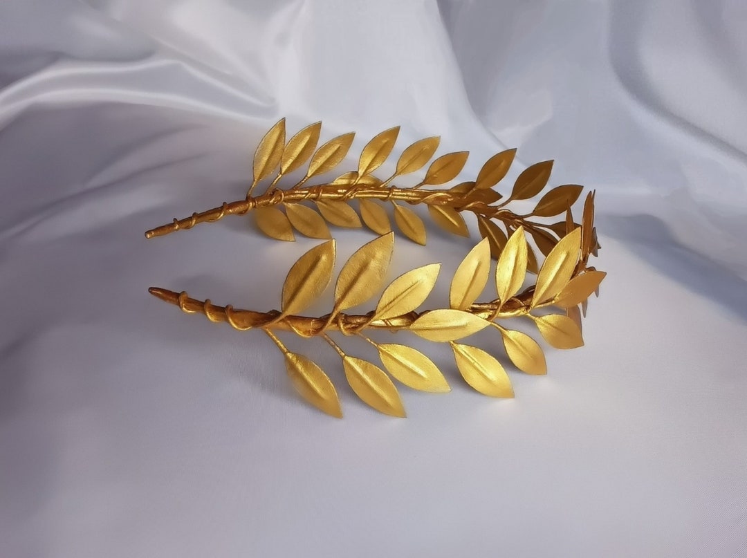 Greek Goddess Crown, Greek Wedding Tiara, Gold Leaves Tiara, Handmade ...