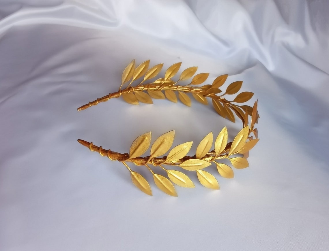 Greek Goddess Crown, Greek Wedding Tiara, Gold Leaves Tiara, Handmade ...