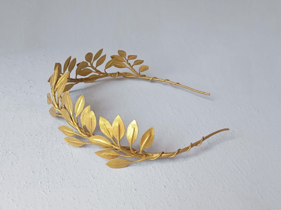 Greek Goddess Crown, Greek Wedding Tiara, Gold Leaves Tiara, Handmade ...