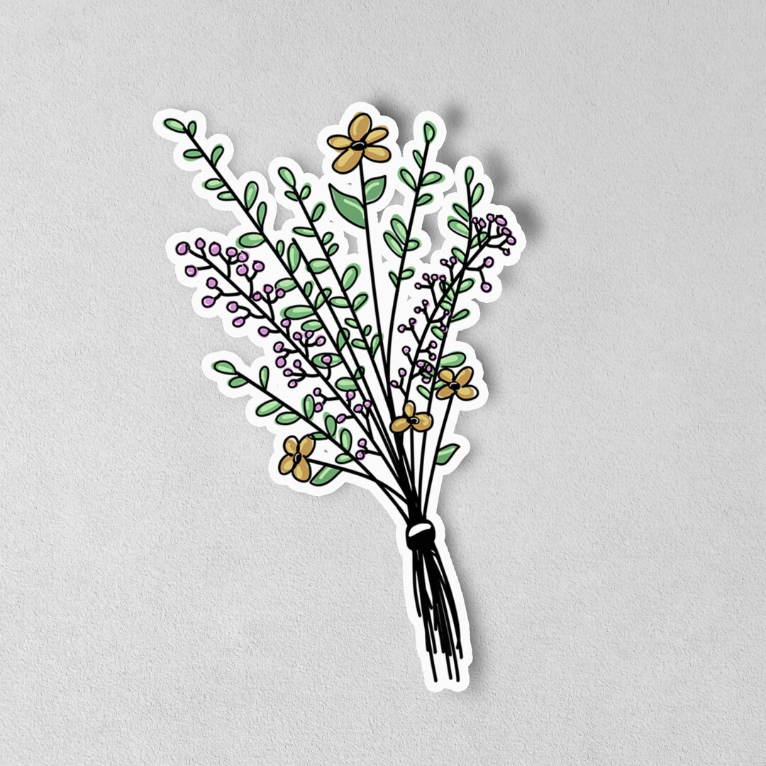 Floral Sticker Flower Sticker Wildflower Bouquet Sticker Vinyl Die-cut ...