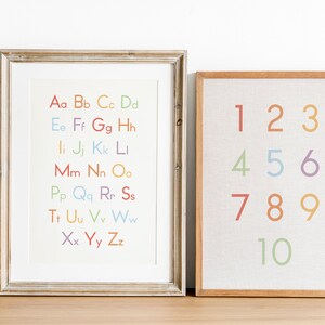 Rainbow Alphabet & Numbers Posters, ABC Print, Educational Posters ...