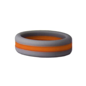 Gray with Orange Stripe Silicone Ring | Etsy