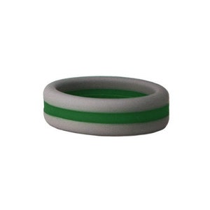 Gray With Green Stripe Silicone Ring - Etsy