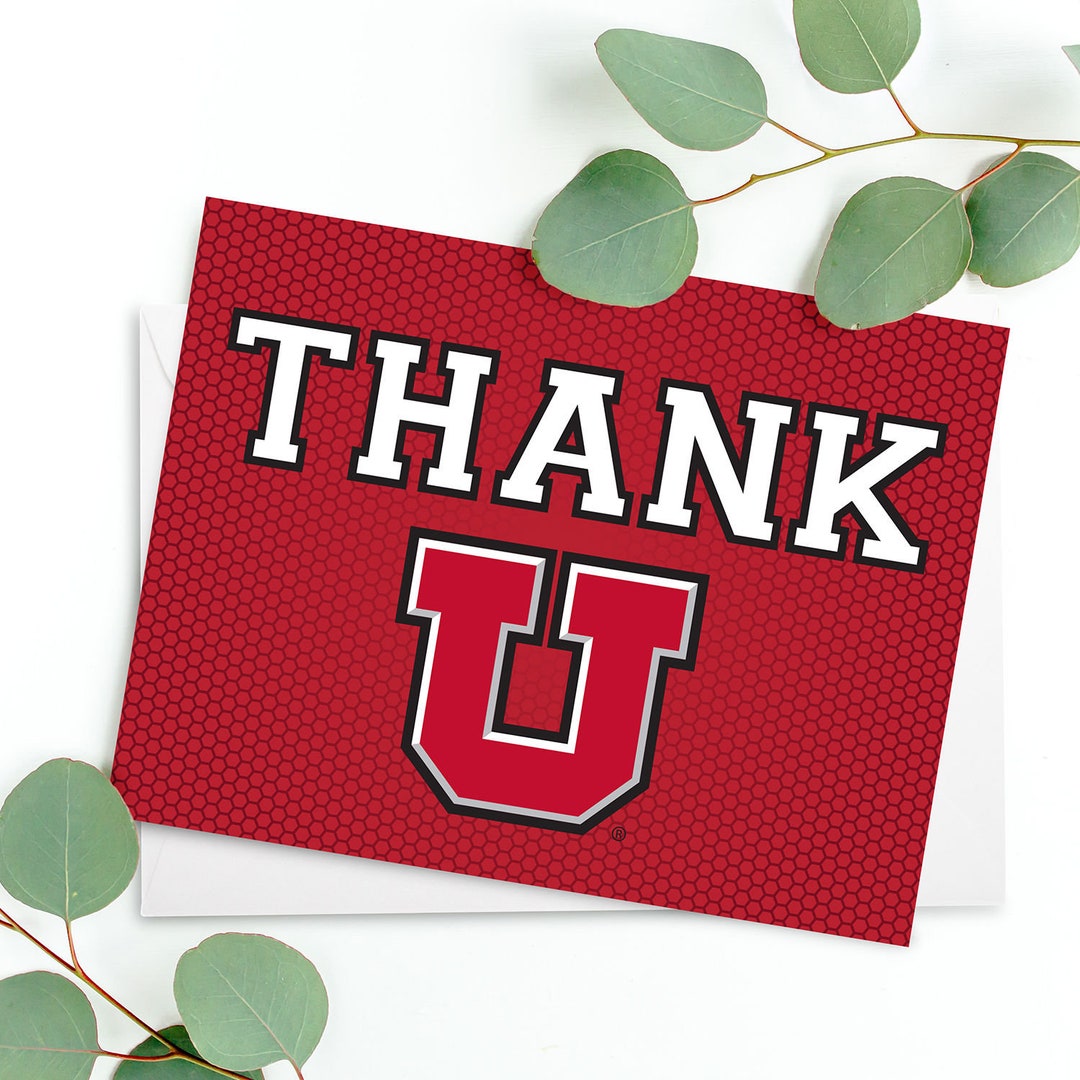 Thank U University of Utah Thank You Card 10 Pack White Envelopes ...