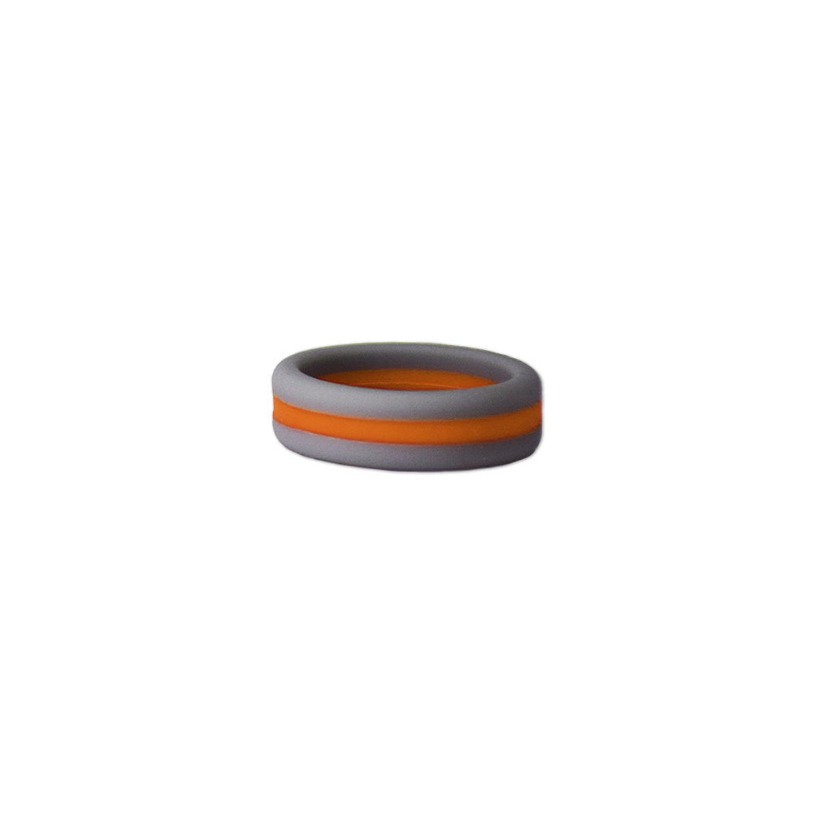Gray With Orange Stripe Silicone Ring - Etsy