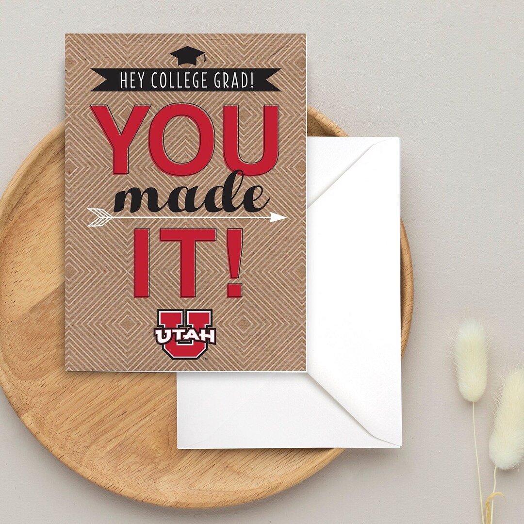 University of Utah U of U Utes Graduation Card White Envelope ...