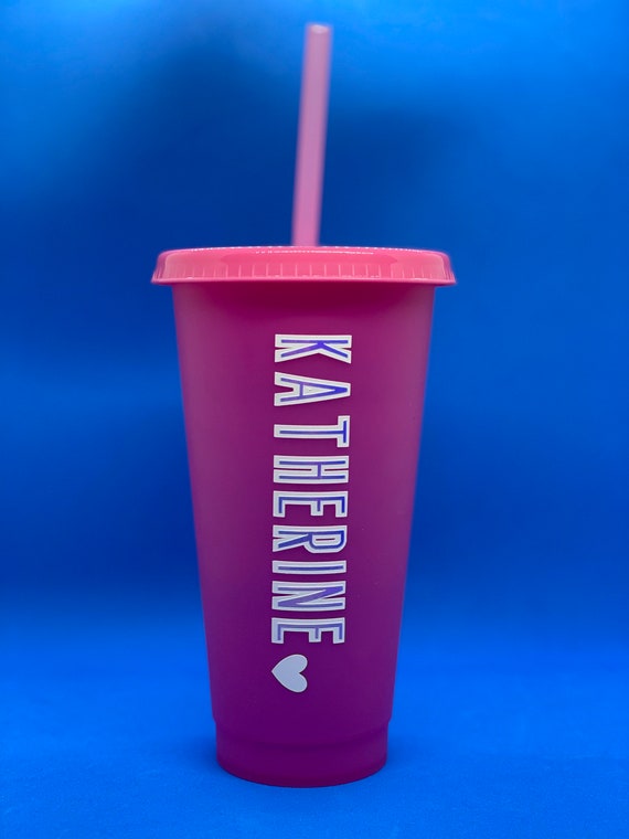 Pink Color Changing Cup with Holographic Name 24oz | Etsy