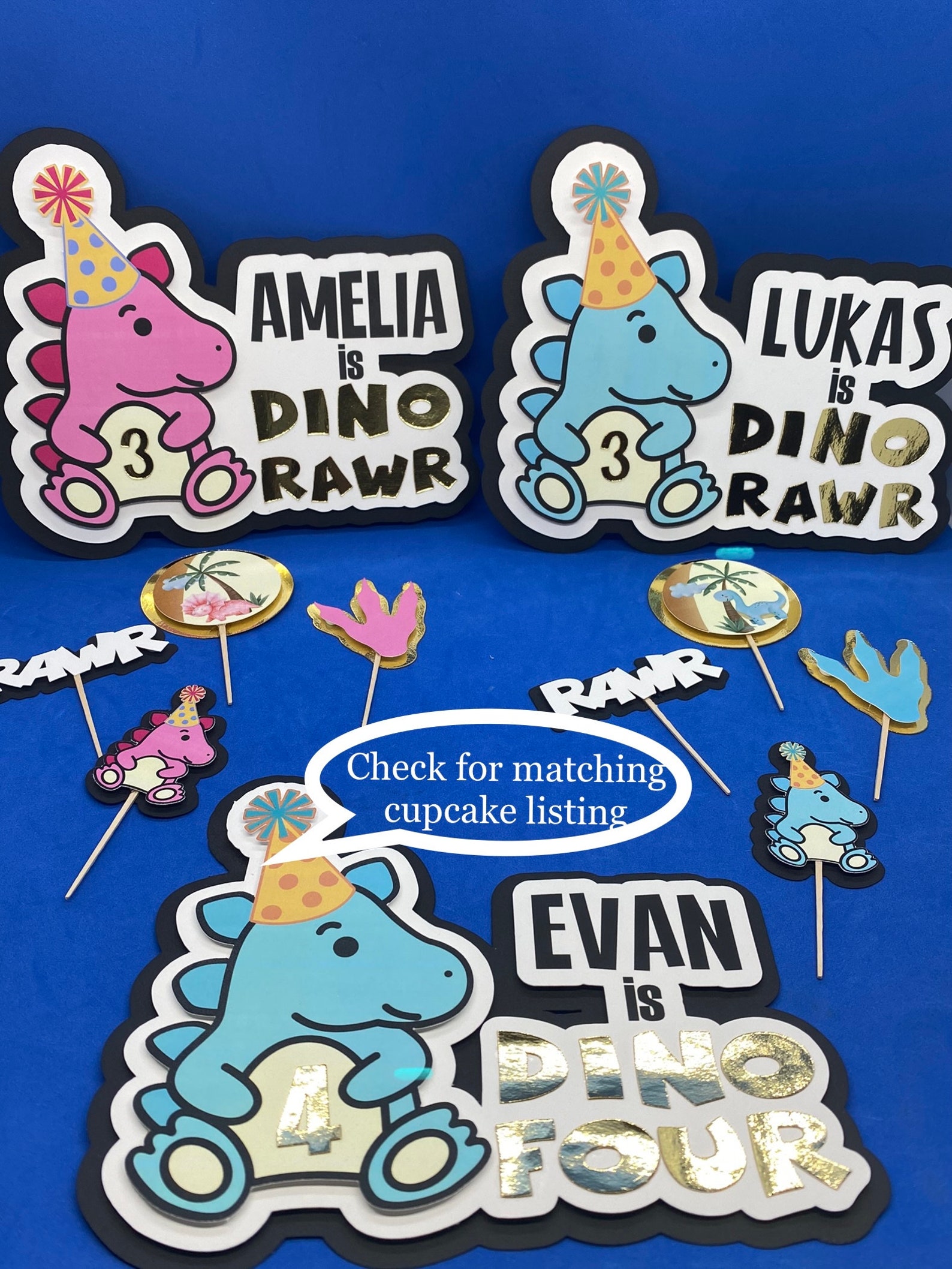 Dino Rawr Cake Topper Dinosaur Birthday Theme - Etsy