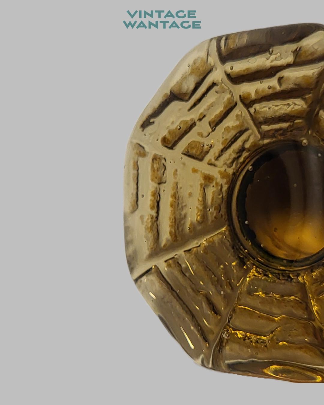 1960s Brown Amber Glass Drawer Knobs - Vintage Swedish Brass Cabinet Knobs - 1960s Nordic ...