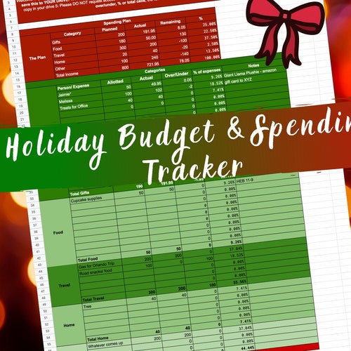 Holiday Budget Tracker Spreadsheet Google Sheets Digital - Etsy