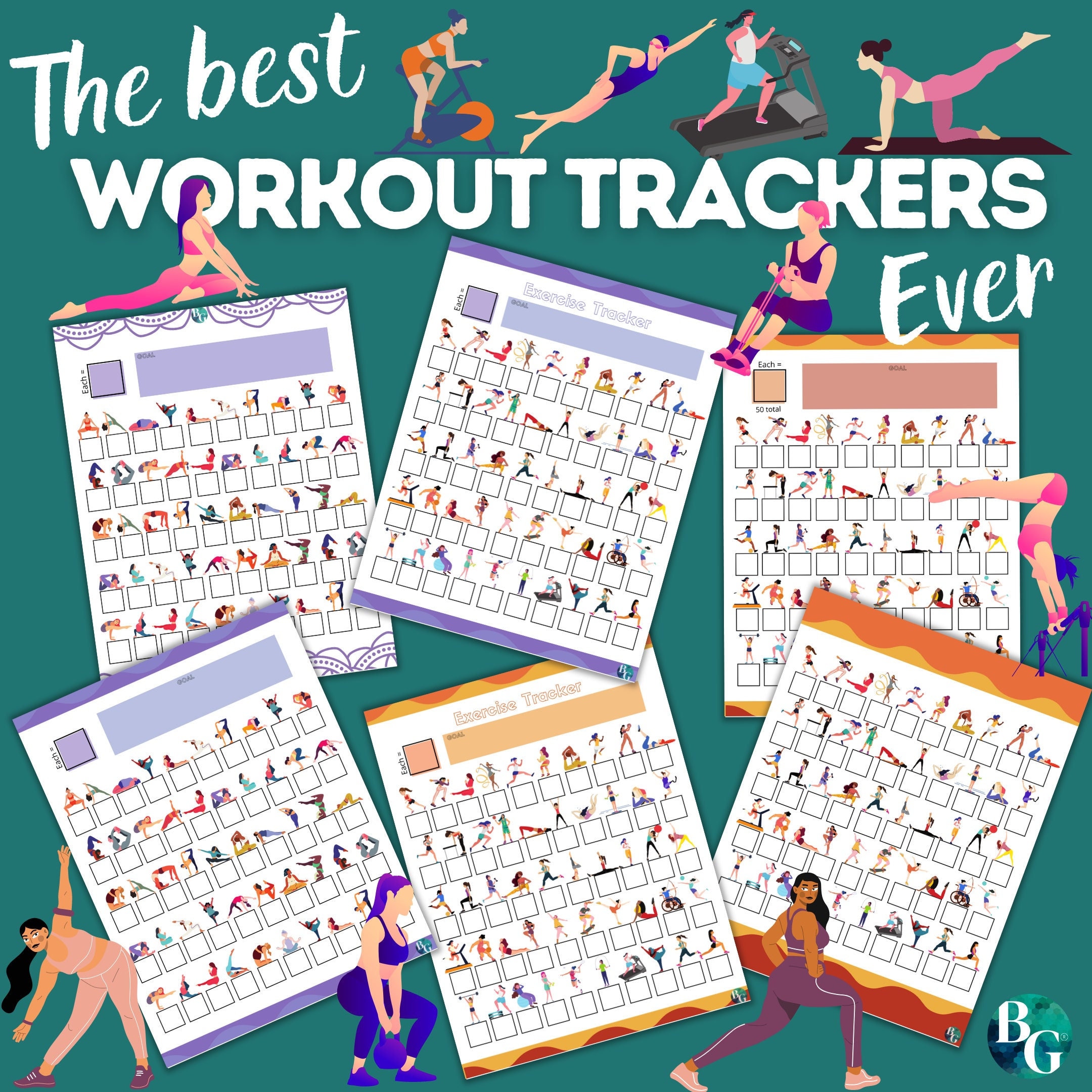 Workout, Exercise & Fitness Tracker Log Printable Coloring Chart - Etsy