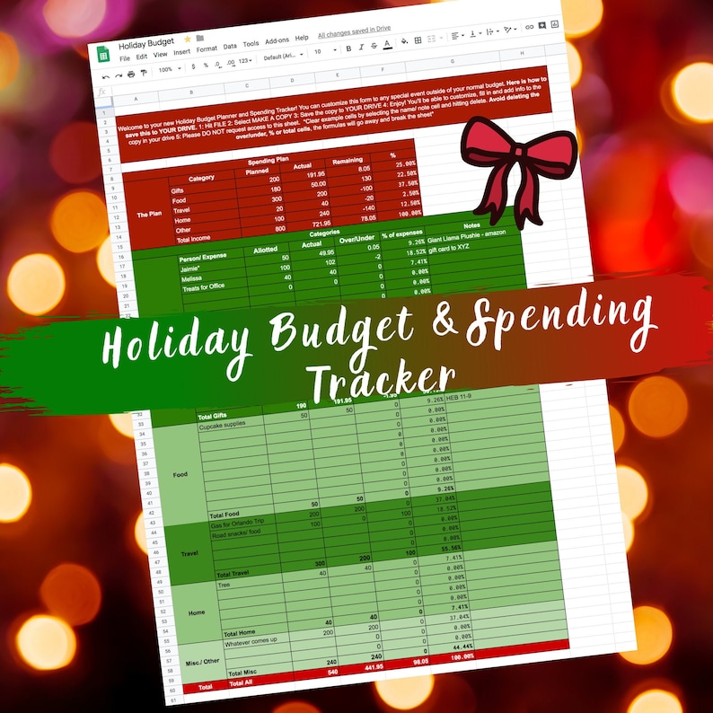 Holiday Budget Tracker Spreadsheet - Google Sheets Digital Download - Etsy