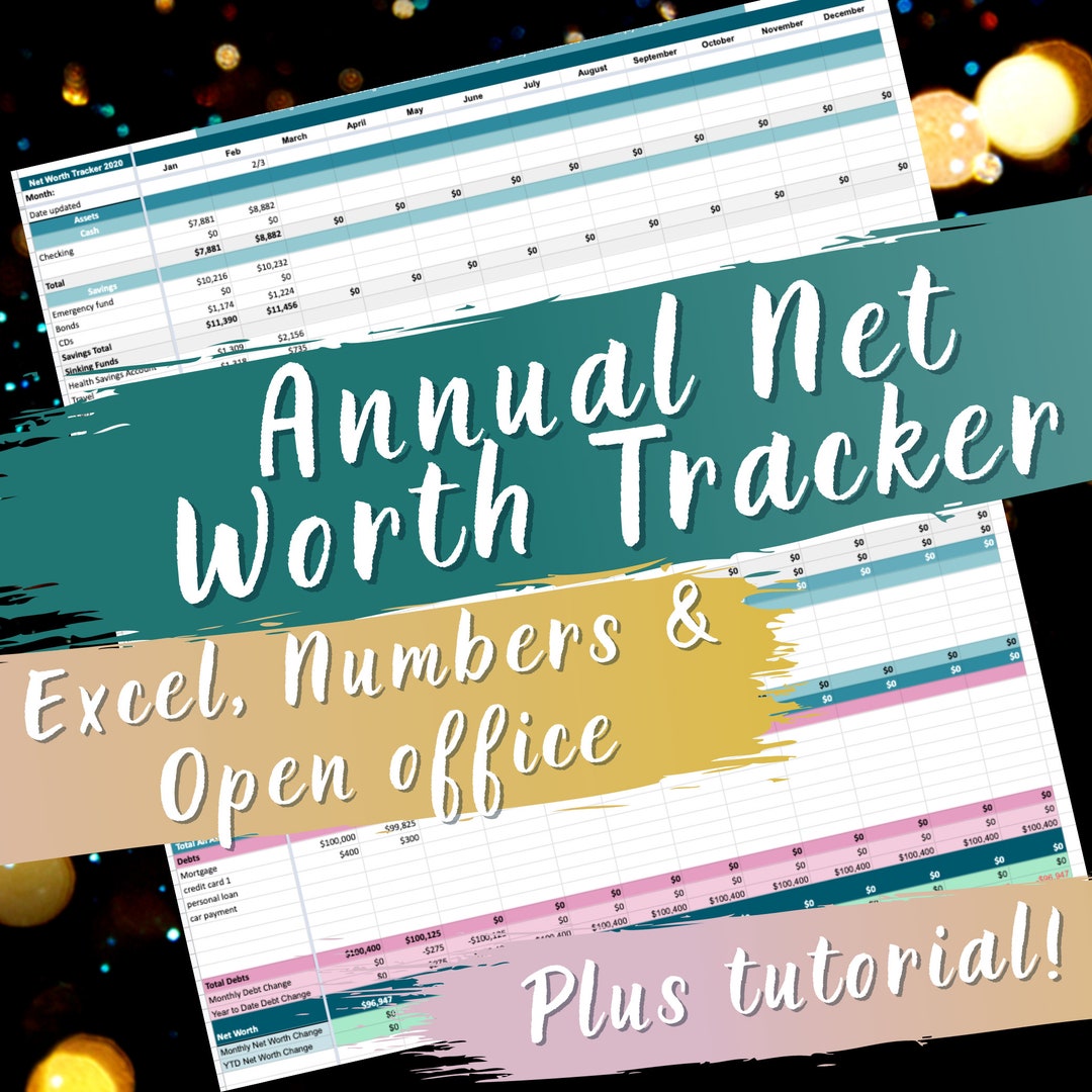 Annual Net Worth Spreadsheet Tracker - Customizable, Year-at-a-glance ...