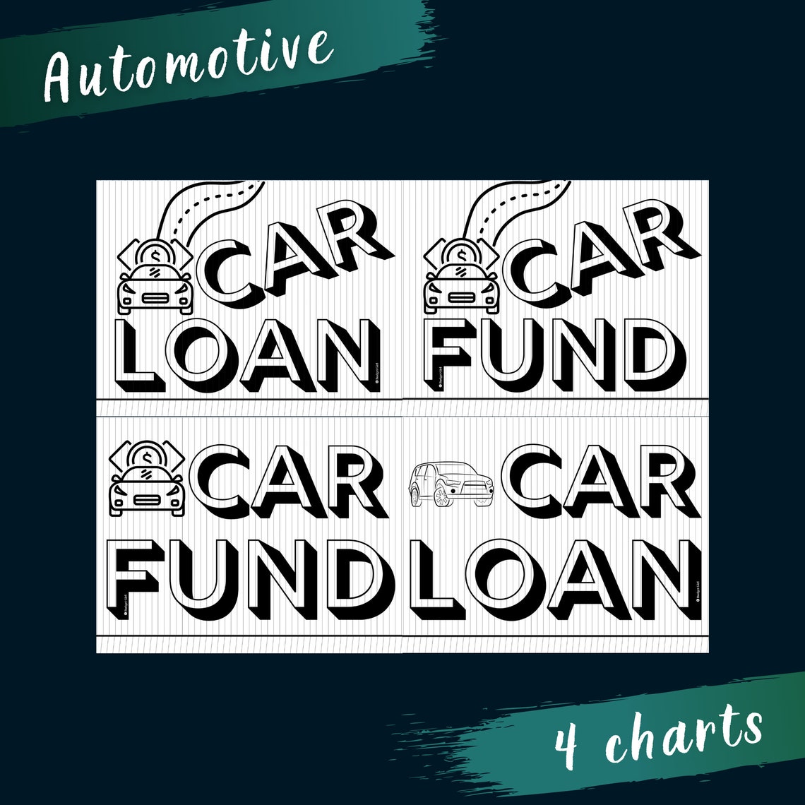 Automotive Bundle Debt Payoff & Savings Tracking Charts - Etsy
