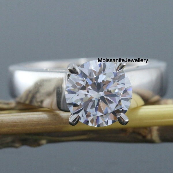 Wide Band Solitaire Ring - Etsy