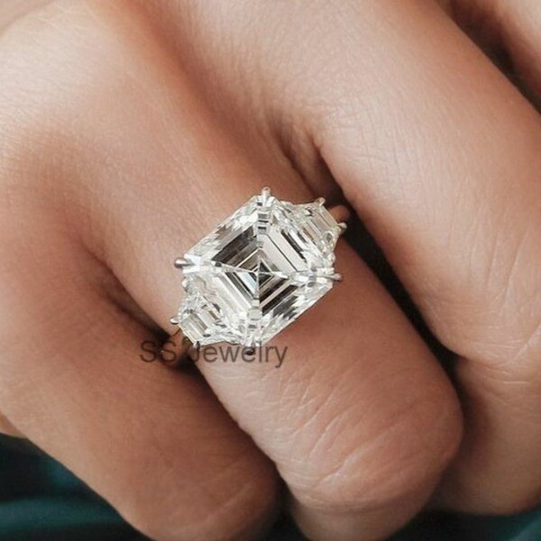 Asscher Cut Moissanite Rings - Etsy