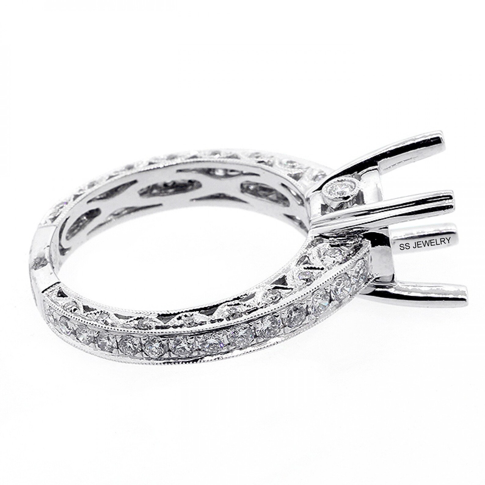 8.00 Mm Round Cut Mount Vintage Solitaire Ring Semi Mount - Etsy