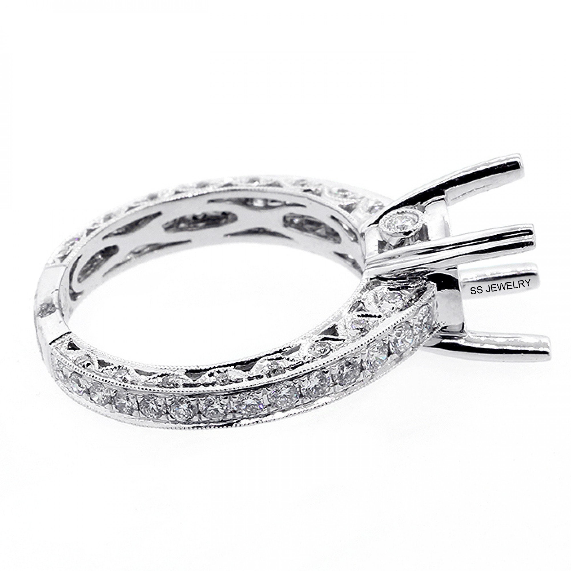 8.00 Mm Round Cut Mount Vintage Solitaire Ring Semi Mount - Etsy