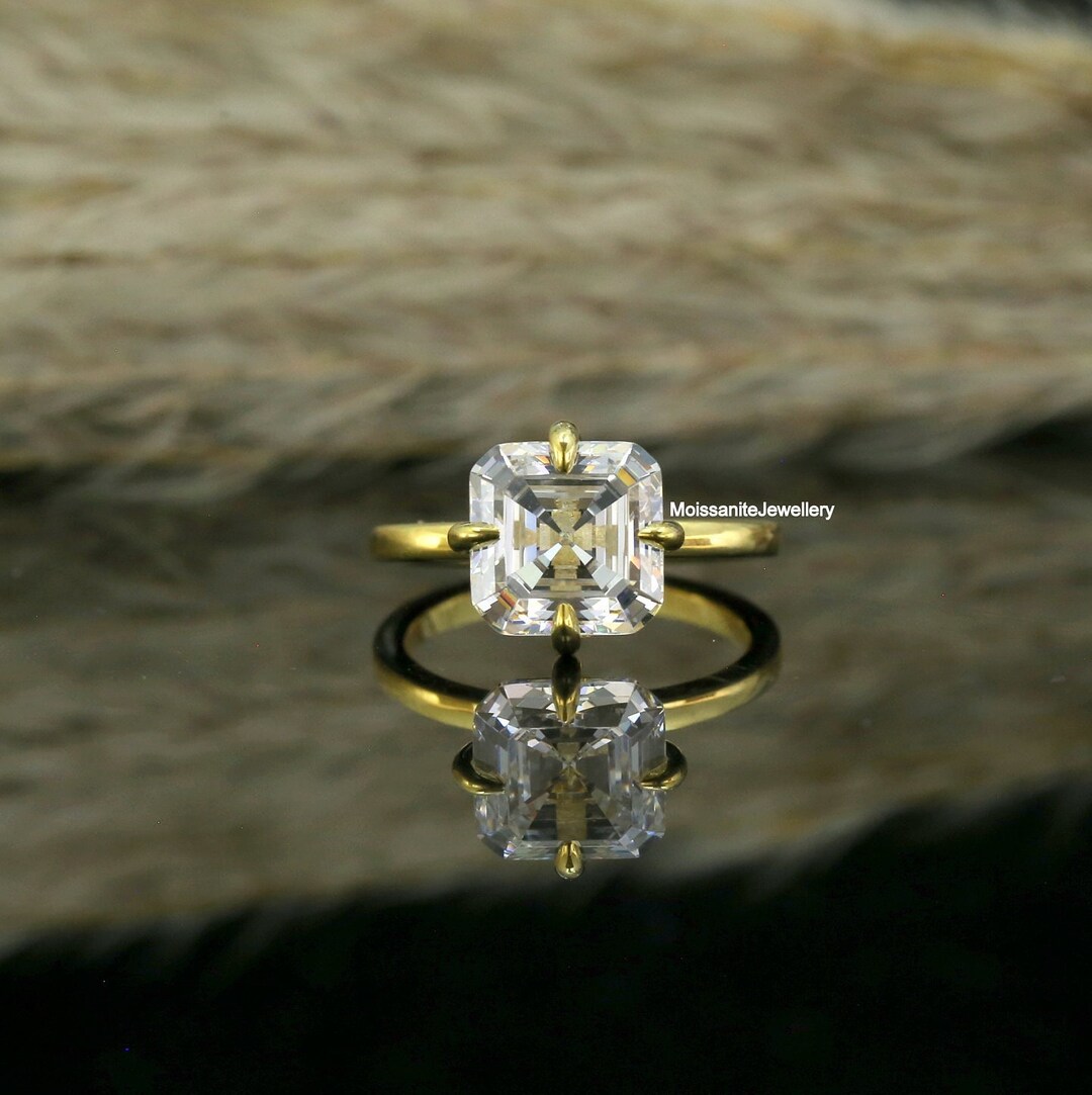 14K Gold Ring Compass Set Engagement Ring, Bridal Wedding Ring ...