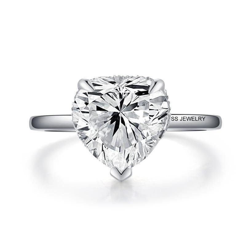 2 Ct Moissanite Wedding Ring Heart Cut Moissanite Solitaire | Etsy
