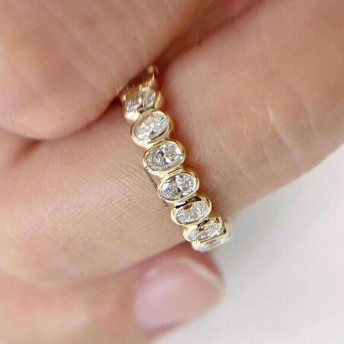 Oval Cut Moissanite Wedding Band Moissanite Engagement Band - Etsy