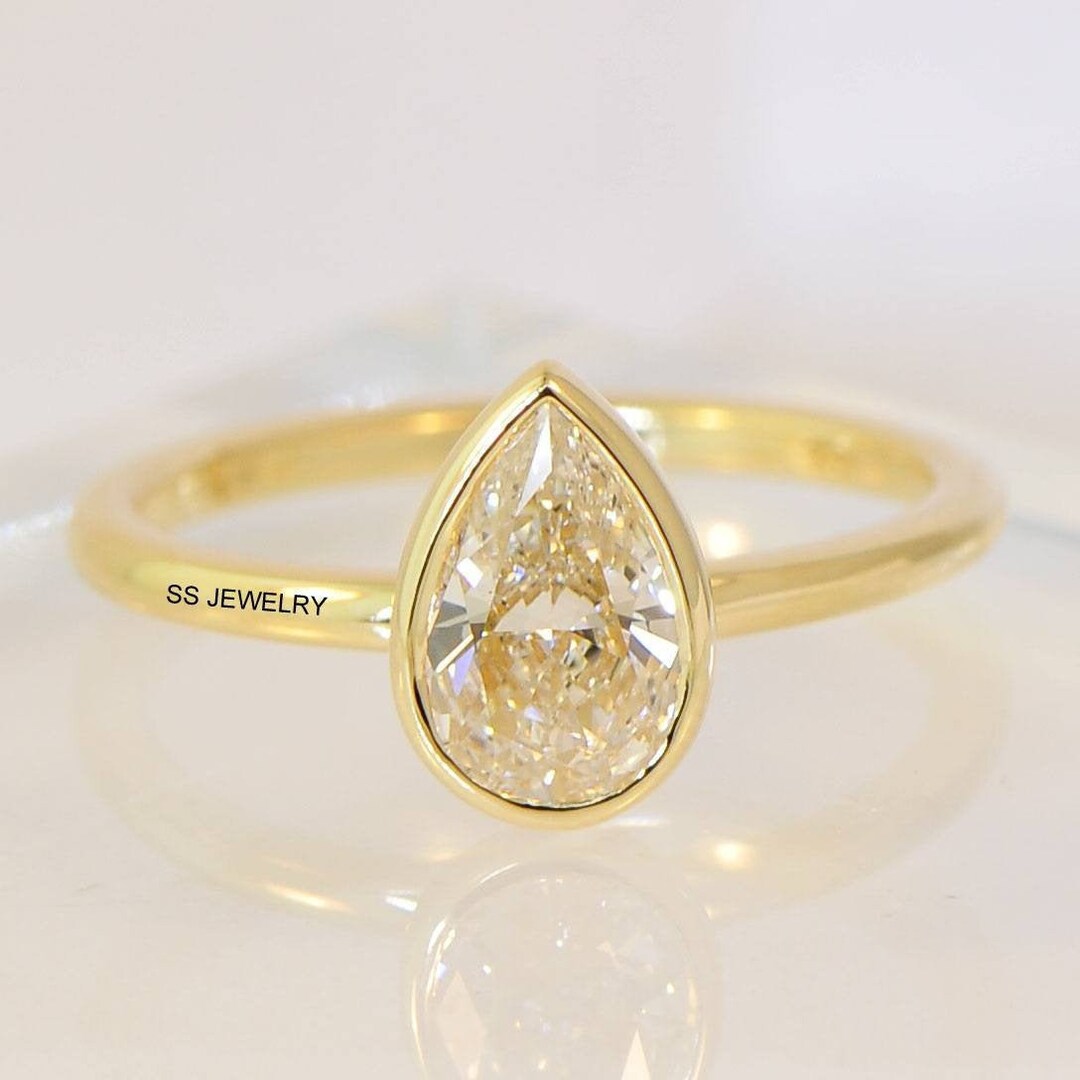 2.00ct Pear Cut Moissanite Ring Colorless Pear Stone Ring Moissanite ...