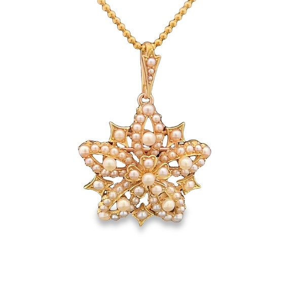Antique Natural Split Pearl 15ct Gold Star Pendant / … - Gem
