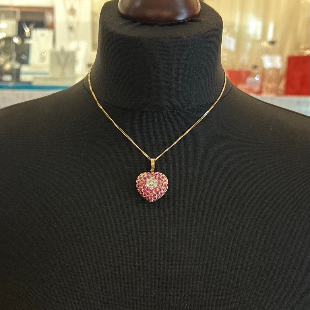 Beautiful Large Vintage 'puffy Heart' Ruby and Diamond 18ct Gold ...