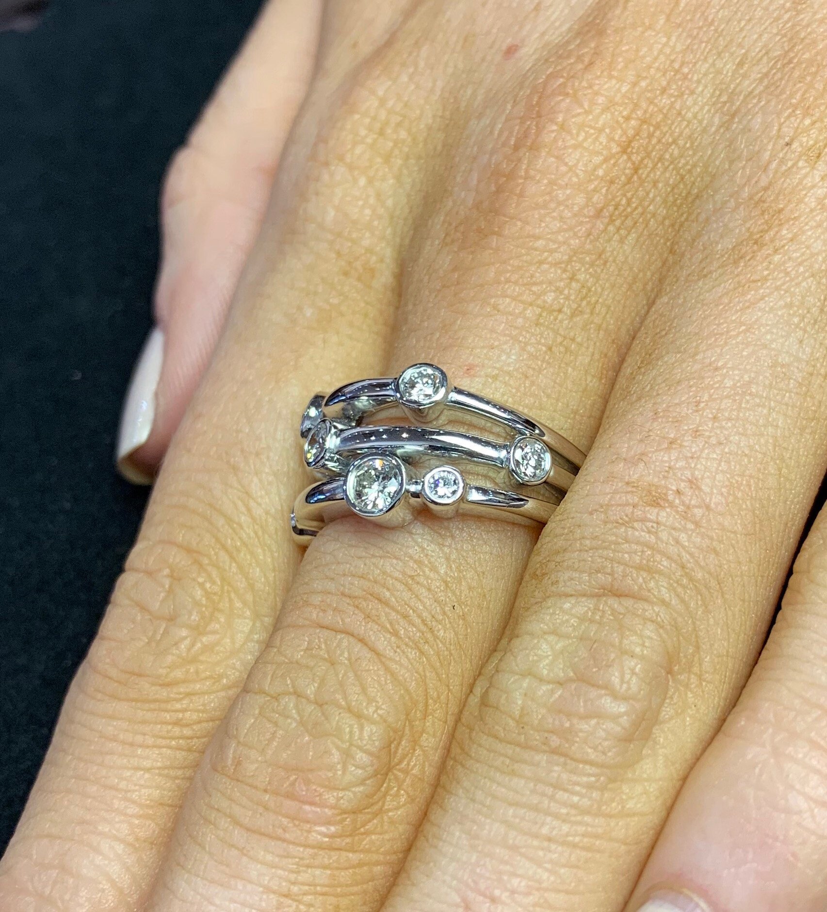 Diamond Scatter Ring. 18ct White Gold. Superbly Made | Etsy