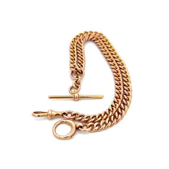 Antique Edwardian 9ct Gold Albert Watch Chain with T-… - Gem