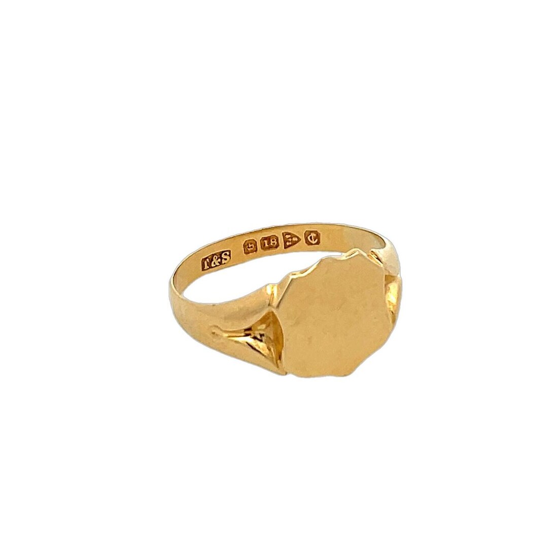 Vintage Art Deco Shield Motif 18ct Gold Signet Ring. Solid 18ct Gold ...