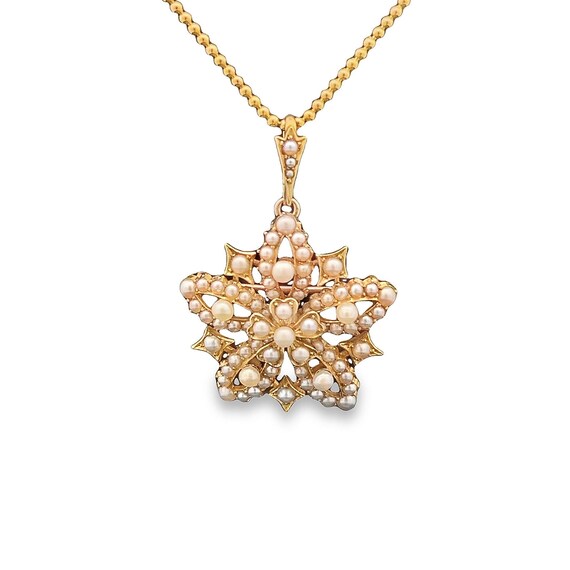 Antique Natural Split Pearl 15ct Gold Star Pendant / … - Gem