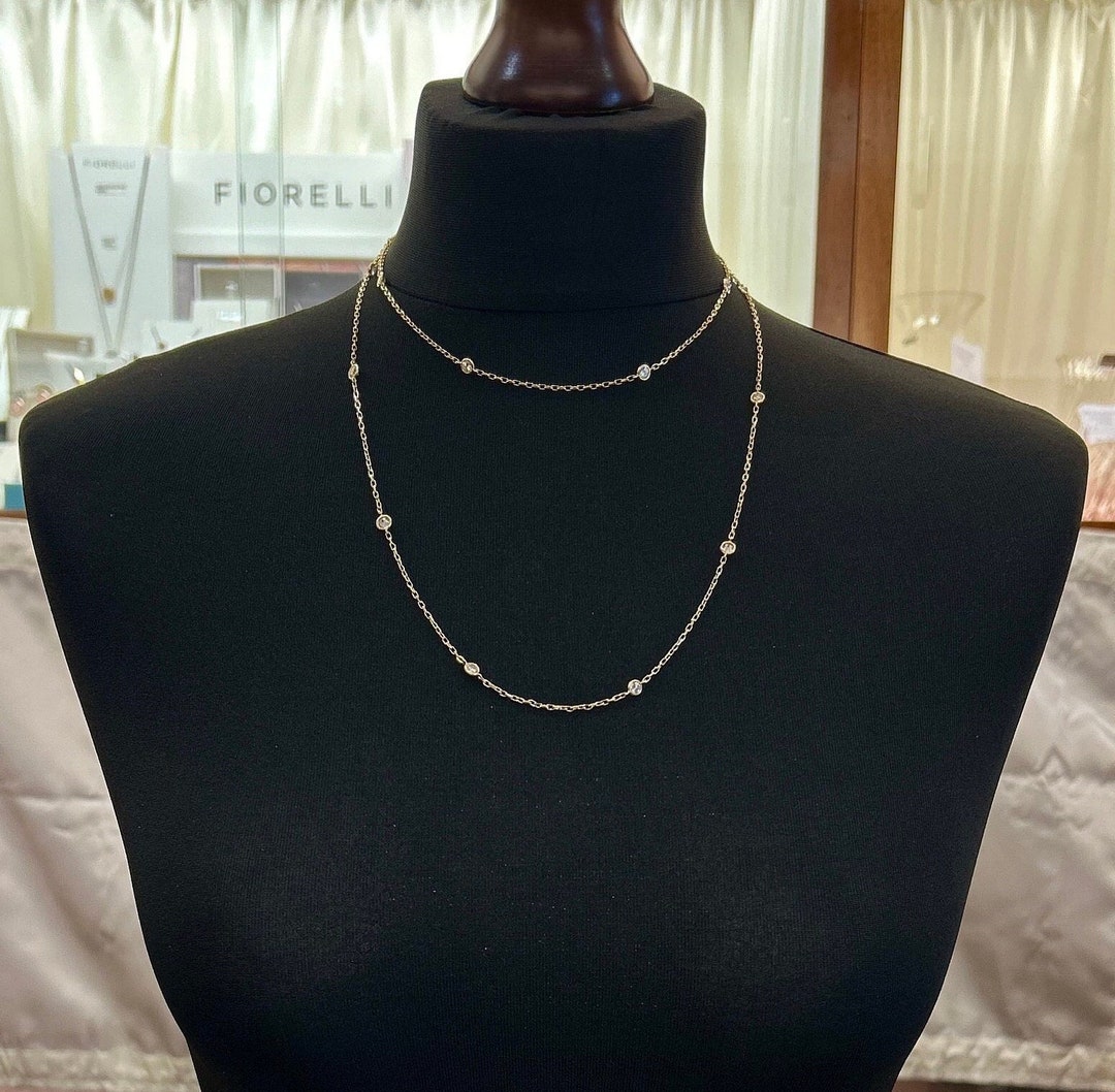 Diamond Long Necklace / Chain. Spectacle Set Diamond Guard Chain ...