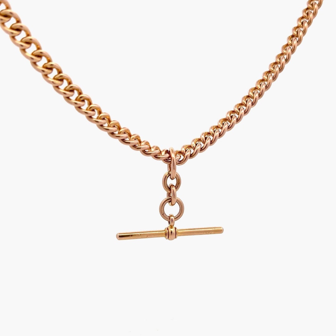 Antique Edwardian 9ct Gold Albert Watch Chain With T-bar. Curb - Etsy