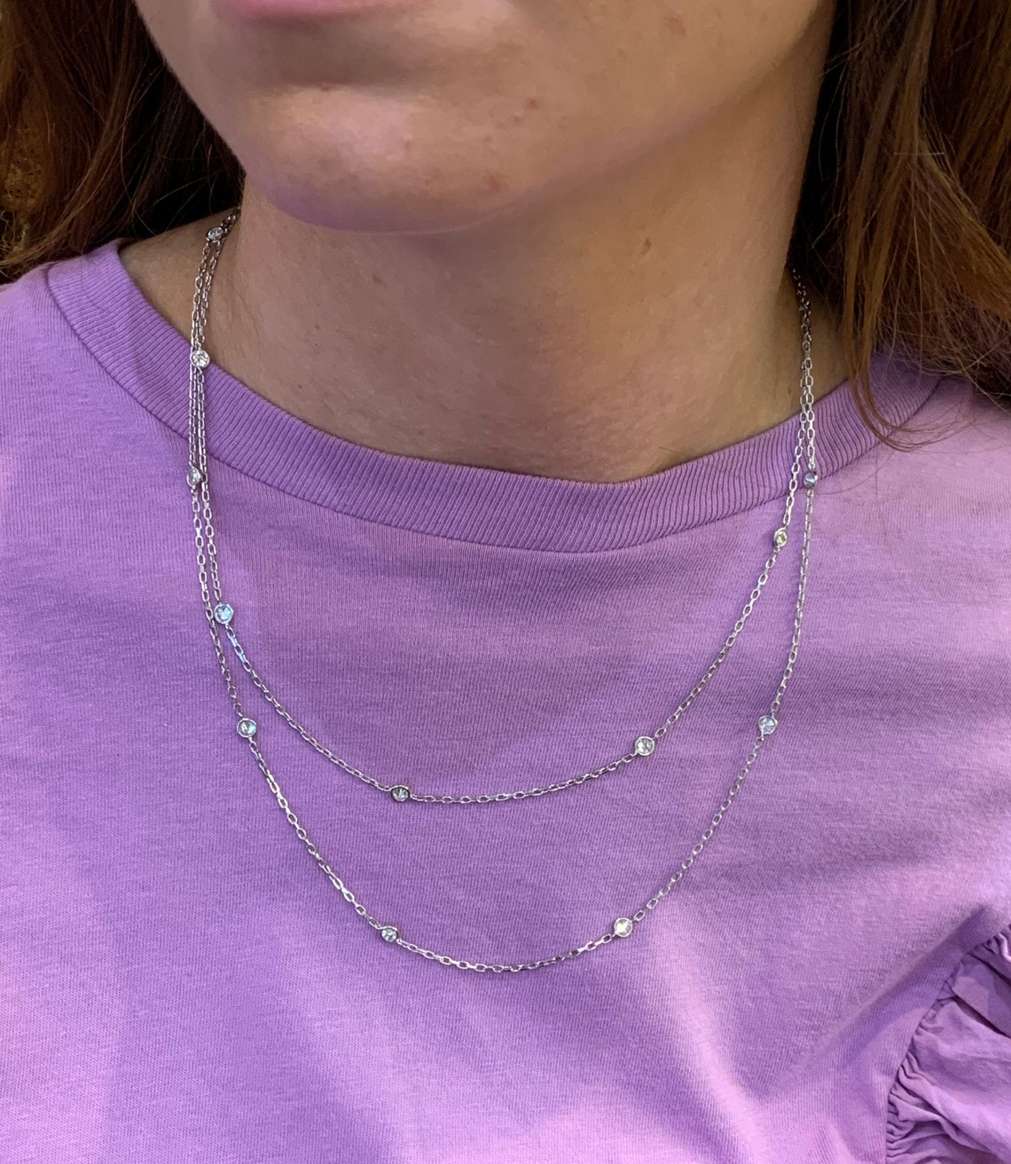 Diamond Long Necklace / Chain. Spectacle Set Diamond Guard - Etsy UK