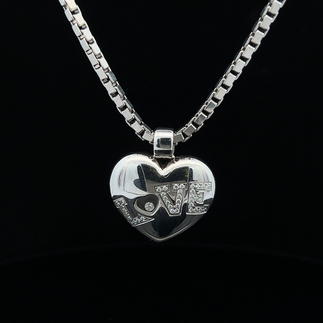Chopard Large Love Heart Happy Diamond 18ct White Gold Pendant With ...