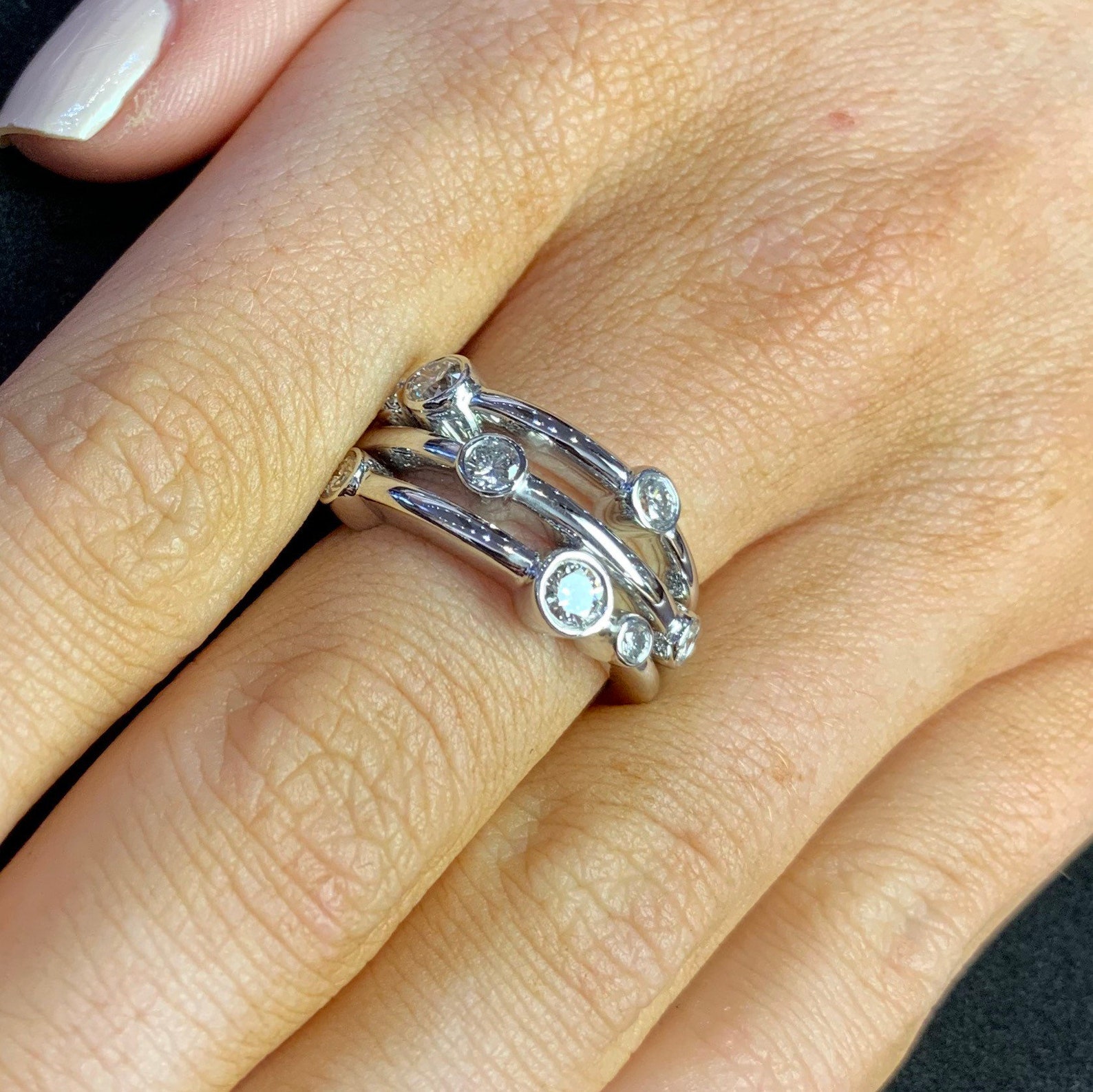 Diamond Scatter Ring. 18ct White Gold. Superbly Made | Etsy