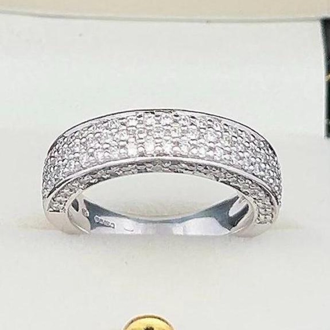 Preloved 18ct White Gold Three Row Diamond Half Eternity Ring. 1.50 ...