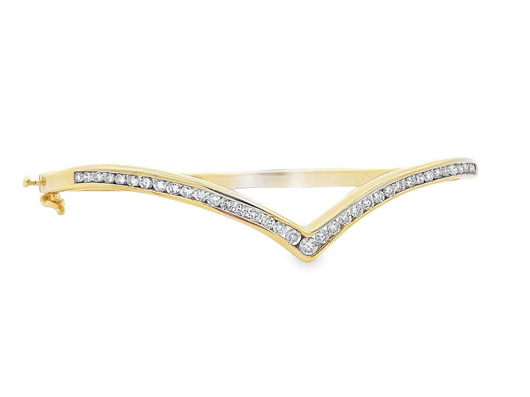 Vintage Diamond Set 9ct Gold Wishbone Bangle. 1.20 Carats. Natural Diamonds. - Etsy UK