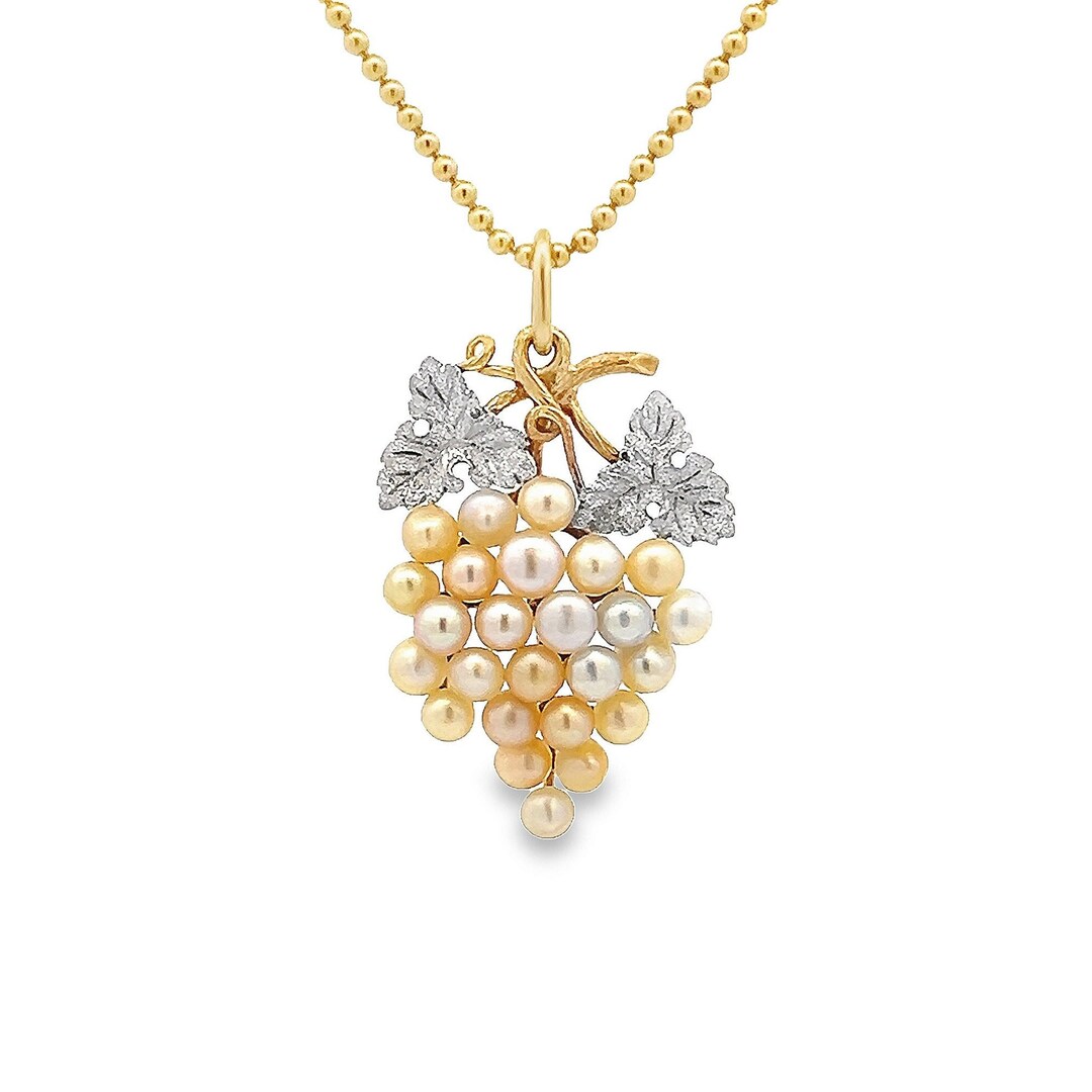 Antique Edwardian 15ct Gold & Platinum Grapes Pendant Set With Natural ...