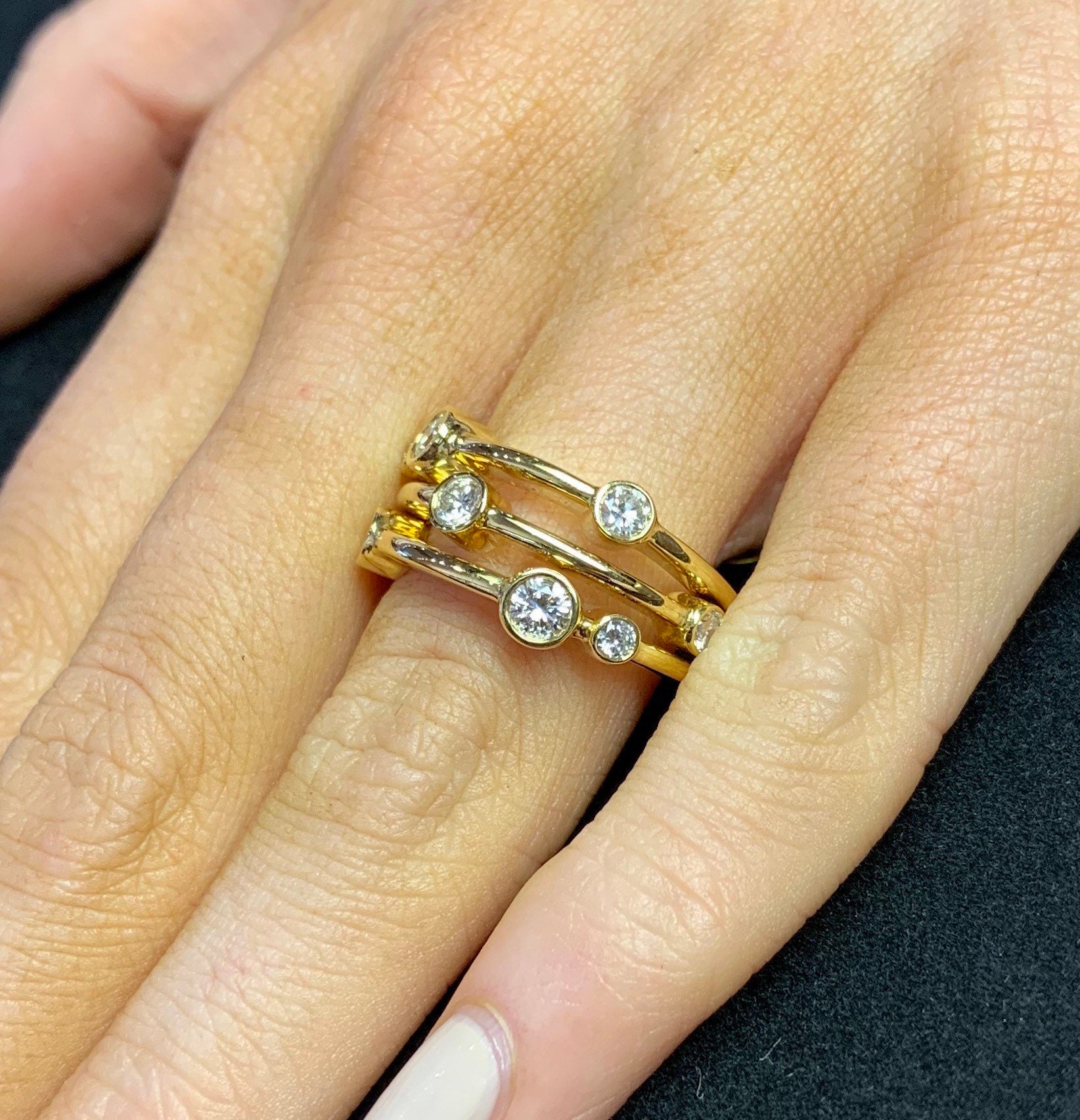 Diamond Scatter Ring. 18ct Yellow Gold. Superbly Made | Etsy