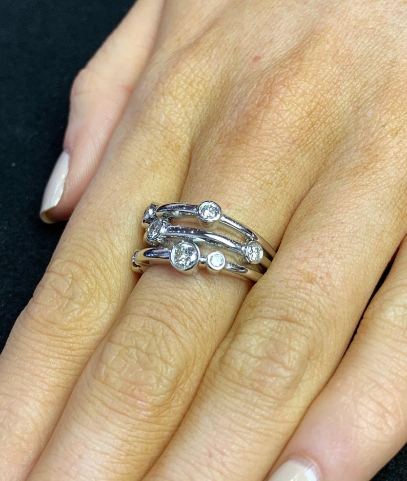 Diamond Scatter Ring. 18ct White Gold. Superbly Made | Etsy