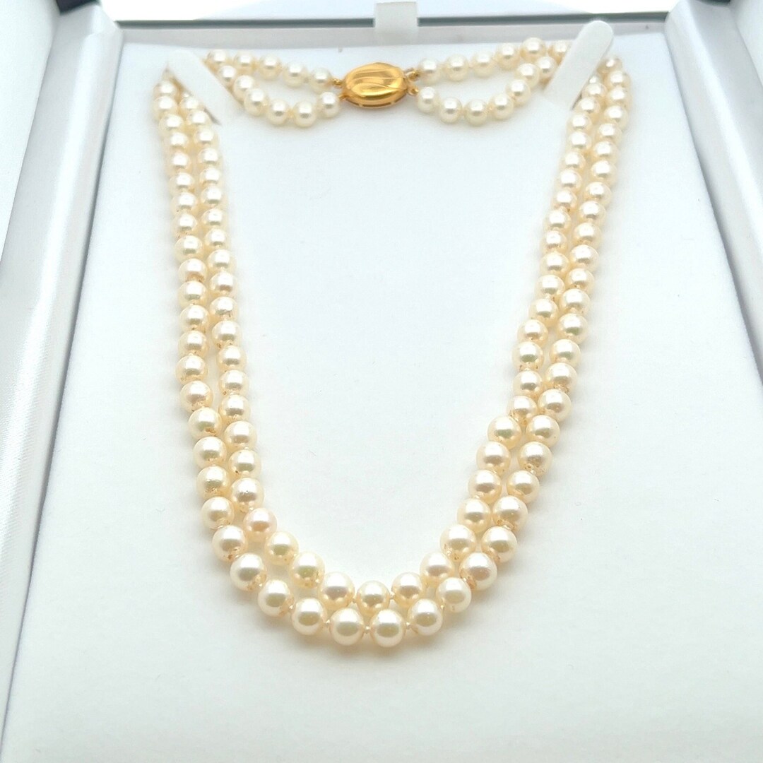 Vintage Double Row Pearl Necklace. Large 9ct Gold Clasp. Particularly ...