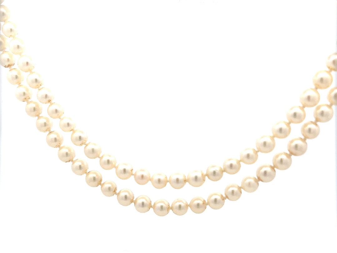 Vintage Double Row Pearl Necklace. Large 9ct Gold Clasp. - Etsy